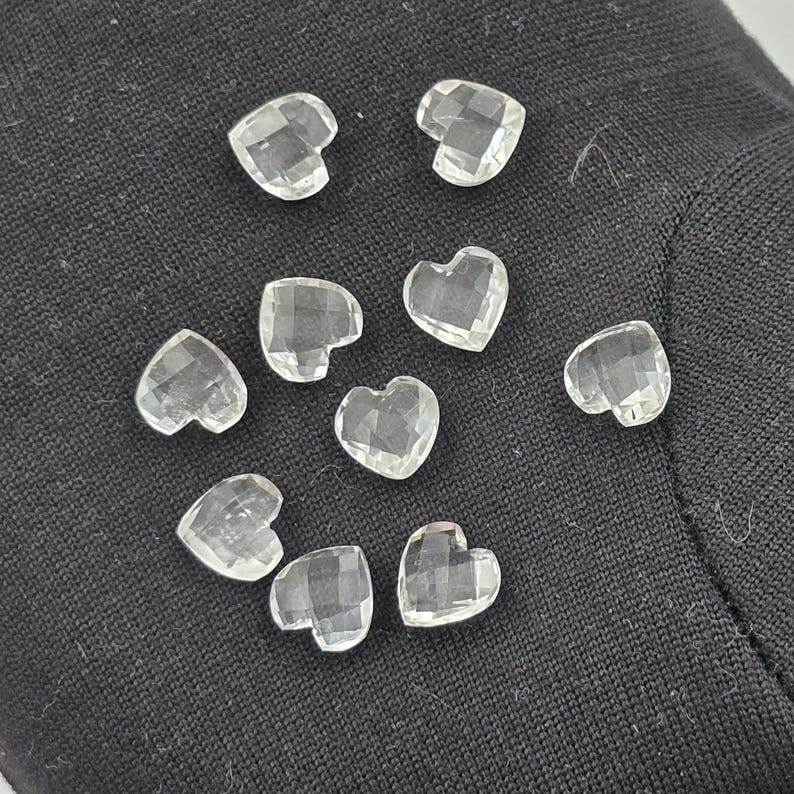 Natural Crystal Quartz Faceted Heart Beads, Faceted Carved Gemstone ...