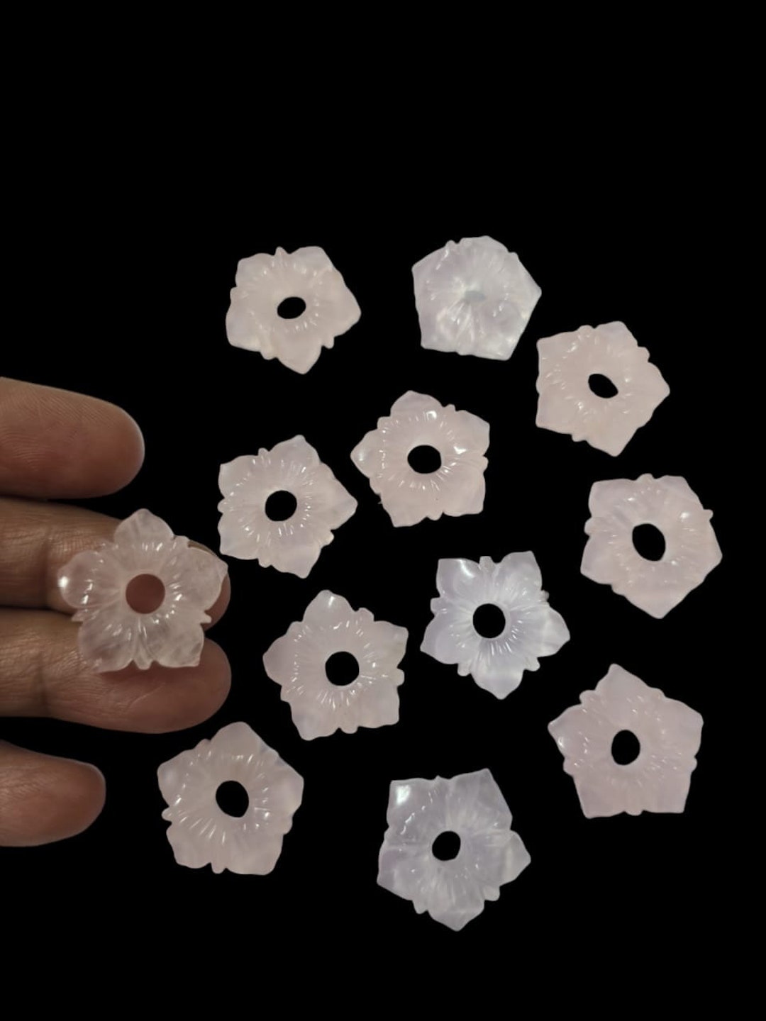 Rose Quartz Flower Carving: Natural Pink Gemstone, 20mm - Etsy