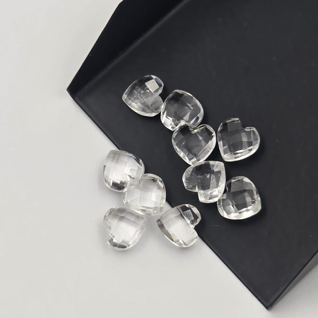 Natural Crystal Quartz Faceted Heart Beads, Faceted Carved Gemstone ...