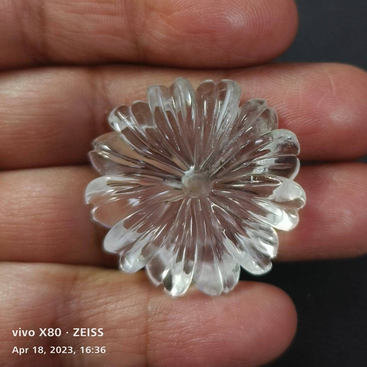 Natural Rock Crystal Quartz Flowers Design Carving Hand Made Loose ...