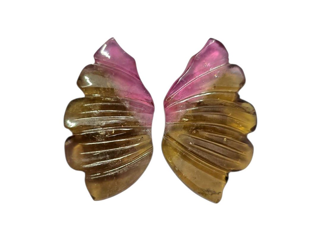 Carved Tourmaline Butterfly Wings: Natural Gemstone Jewelry Pair - Etsy
