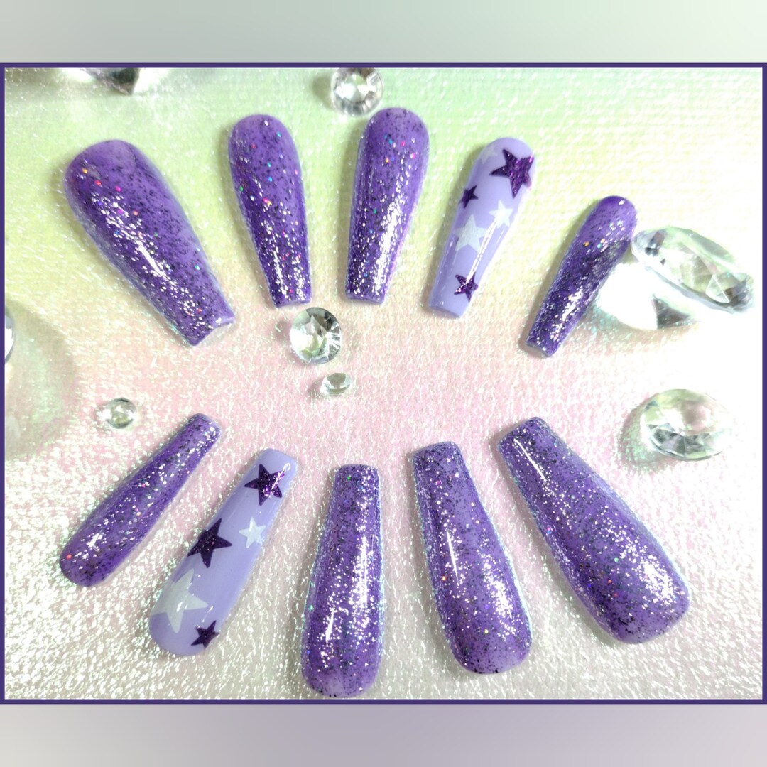 Purple Star Press on Nails - Etsy