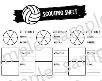 Volleyball 6 Court Chart for Coaches 8.5x11 Digital Download (set of 4 ...