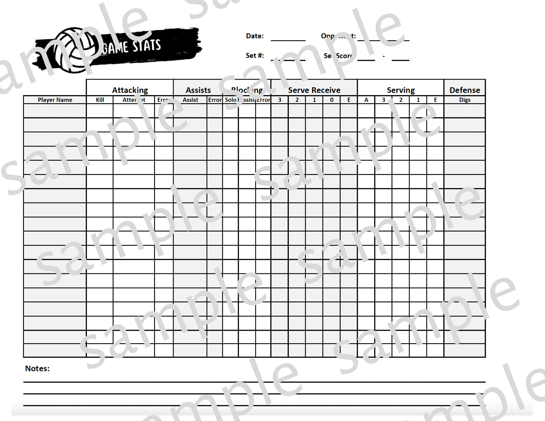 Volleyball Stat Sheets for Coaches (set of 12) - Etsy