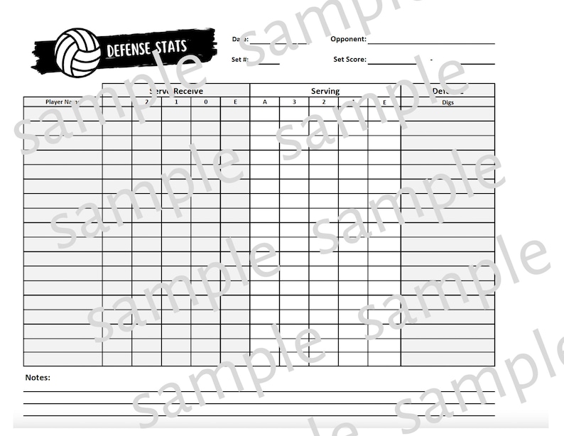 Volleyball Stat Sheets for Coaches (set of 12) - Etsy