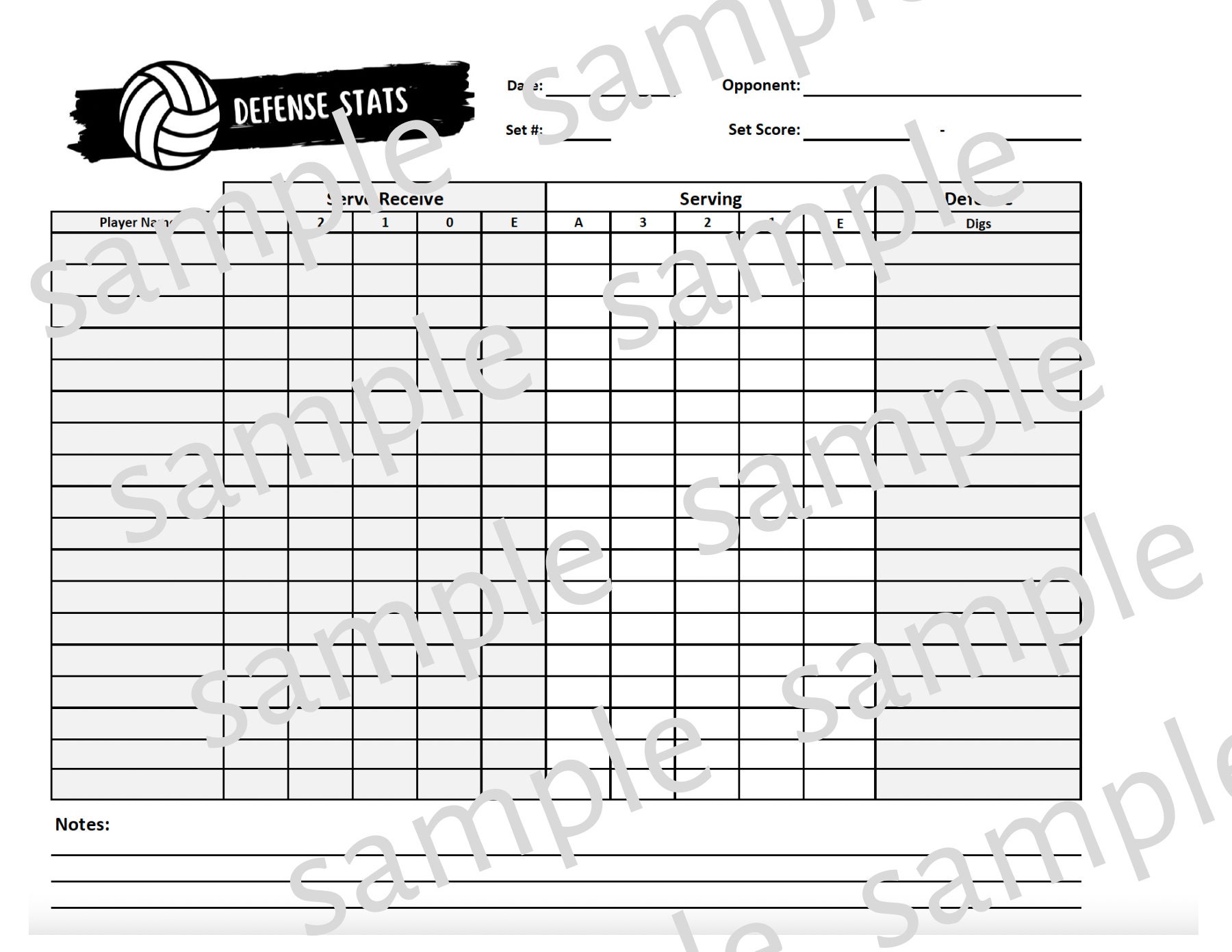 Volleyball Stat Sheets for Coaches (set of 12) - Etsy