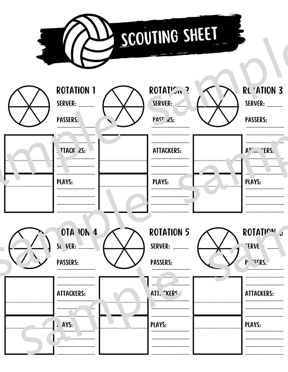 Volleyball Scouting Chart for Coaches 8.5x11 Digital Download - Etsy