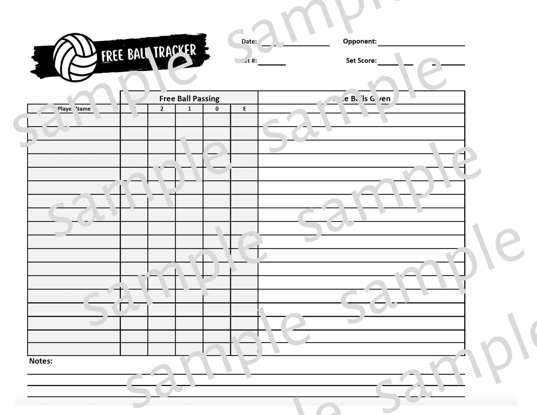Volleyball Stat Sheets for Coaches set of 12 - Etsy