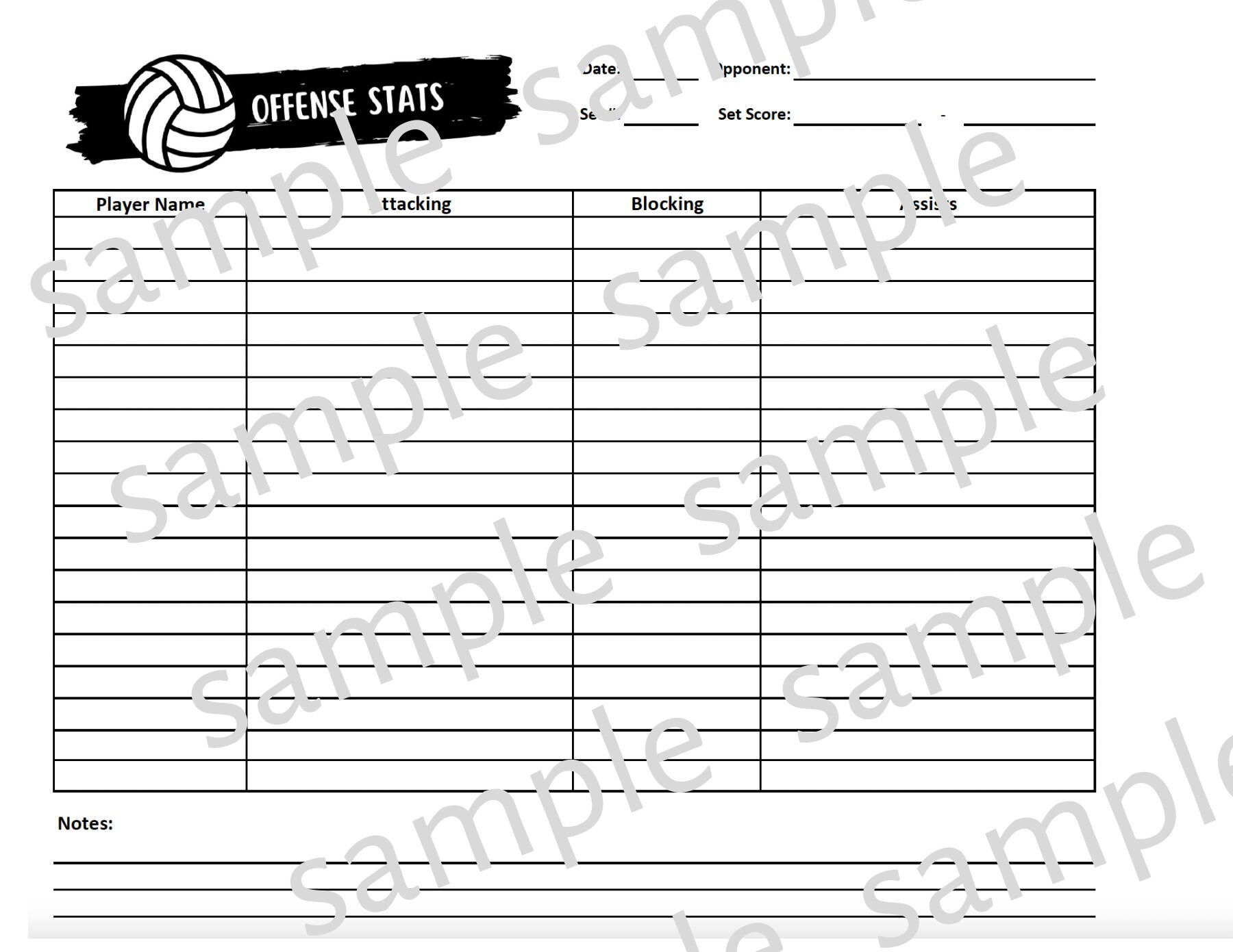 Volleyball Stat Sheets for Coaches (set of 12) - Etsy