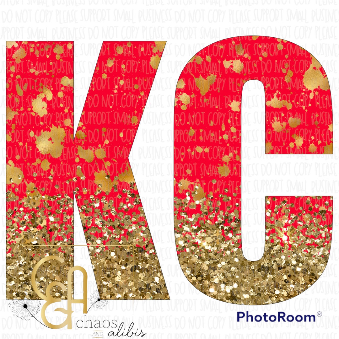 Red and Gold Glitter KC With Gold Paint Splatters Png, Digital File ...