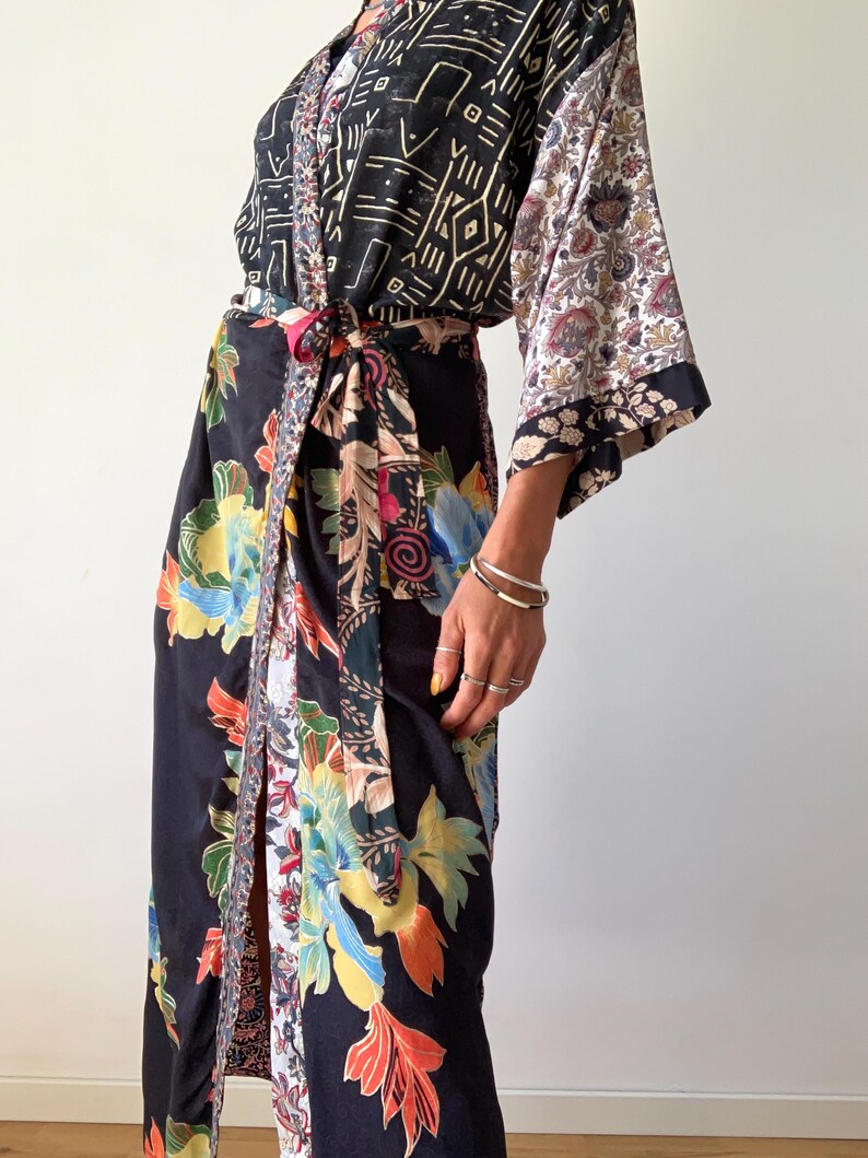 Light Boho Duster Silky Wrap Tie Robe Comfy Beach Cover up Hotel Spa ...