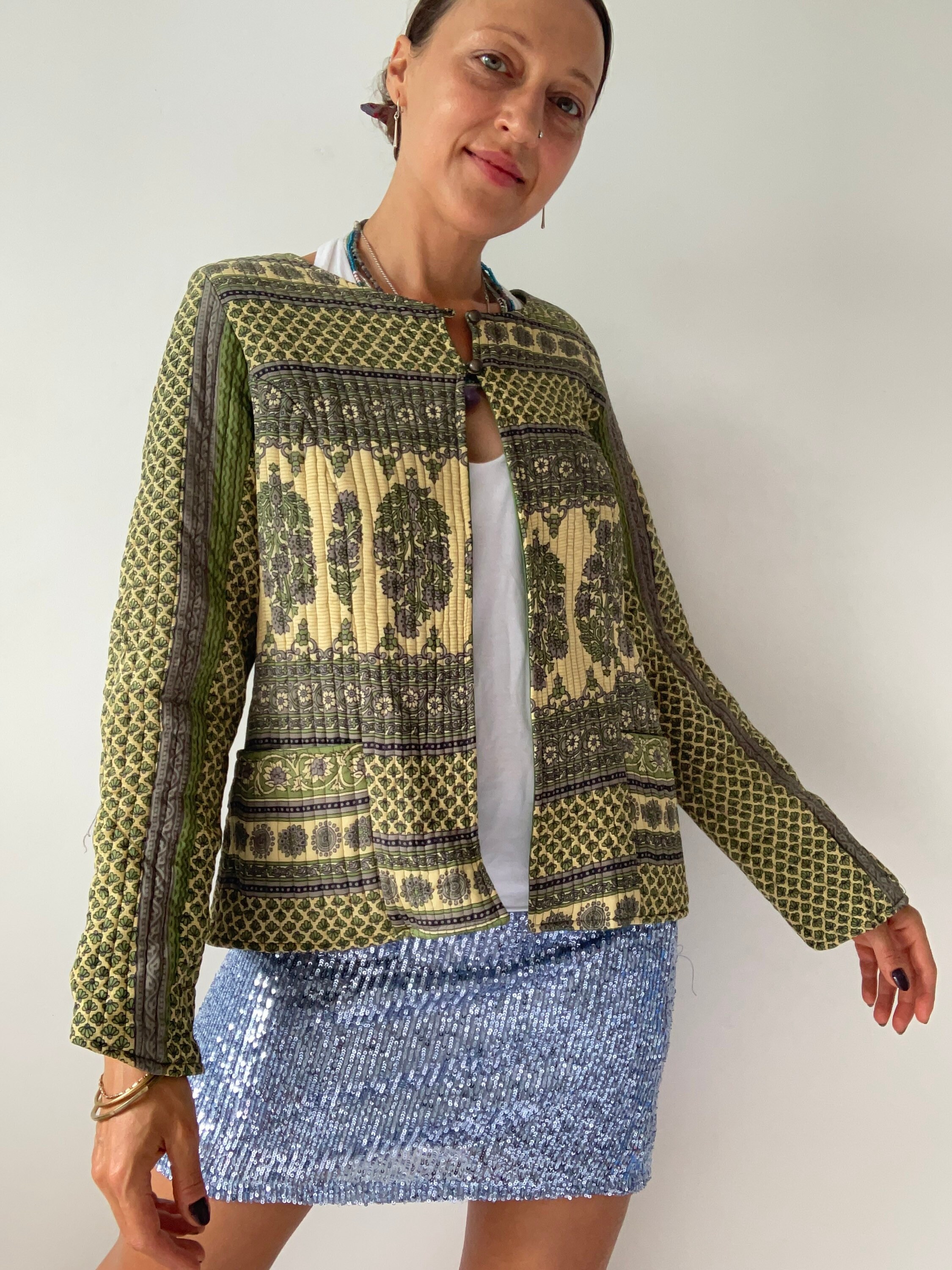 Boho printemps veste légère confortable ouvert manteau court nomade ...