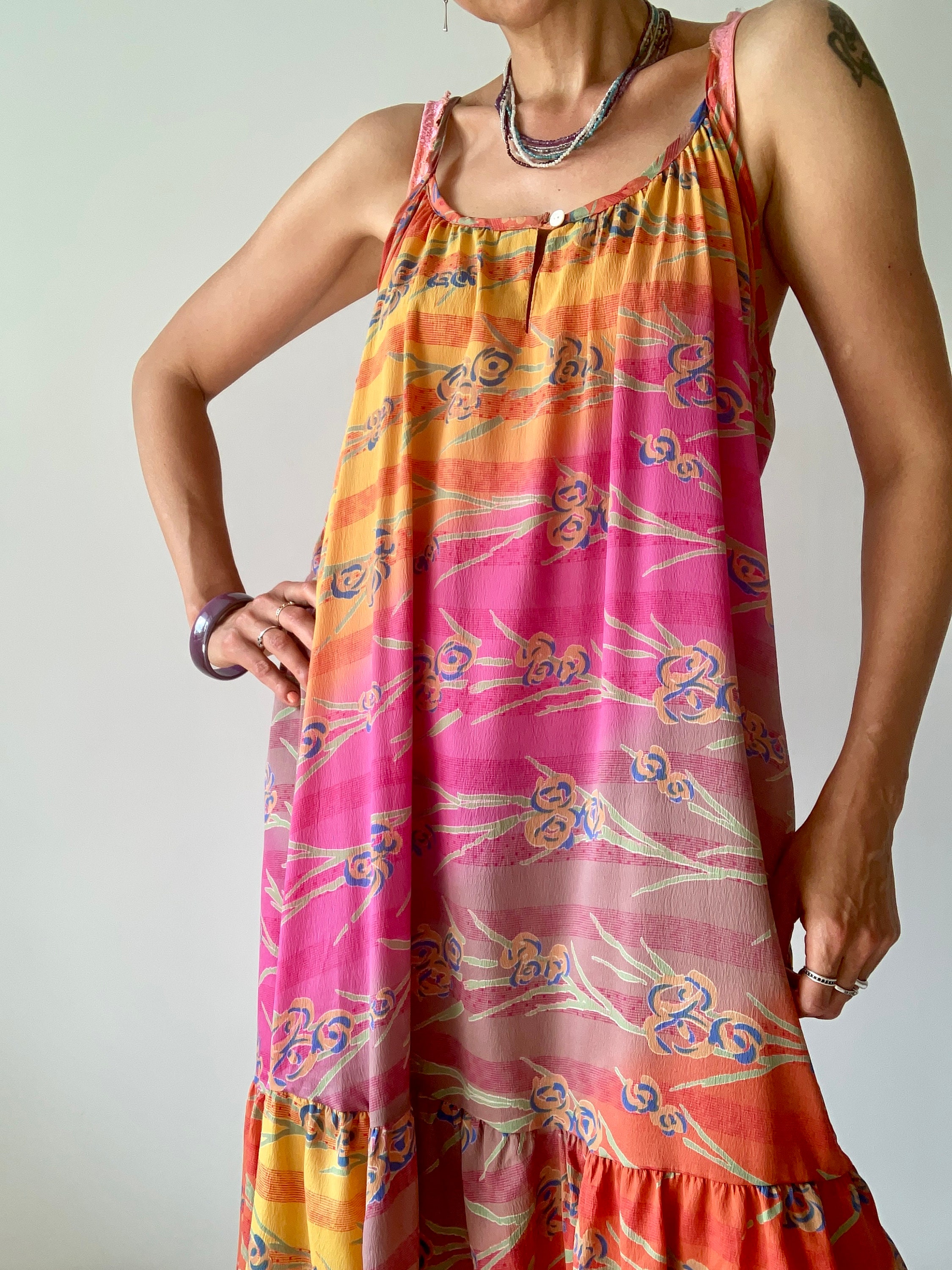 Oversized Sundress Colorful Summer Light Silk Boho Style Loose Wide ...