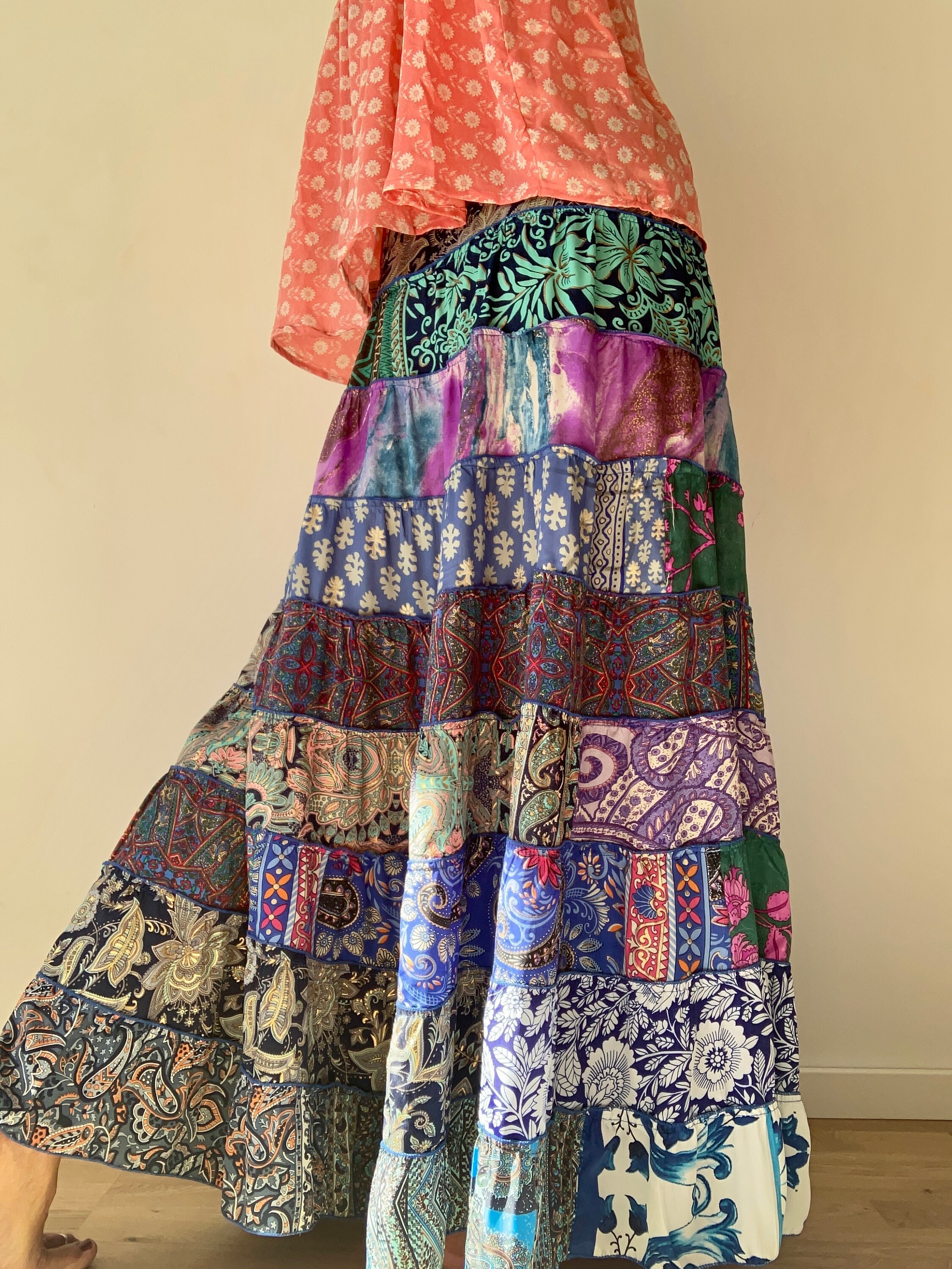 Fairycore Hippie Boho Gypsie Skirt Patchwork Maxi Flared Fun - Etsy