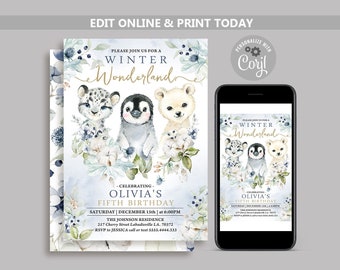 Arctic Animals Birthday Invitation - Etsy