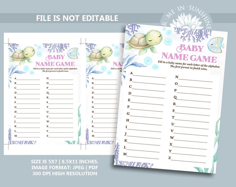 Under the Sea Baby Shower Name Game (digital Download) - Etsy