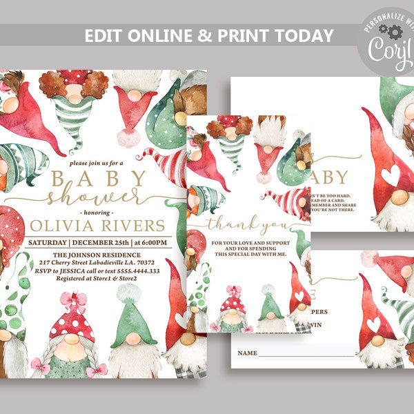 Gnome Baby Shower Invitation - Etsy