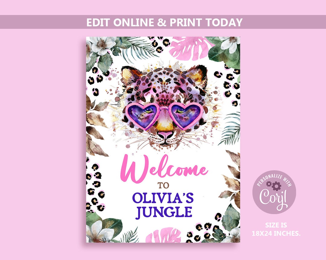 Welcome Sign Poster, Calling All Party Animal Birthday Banner, Jungle ...