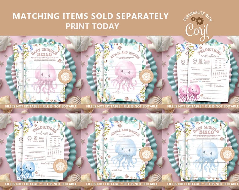 Under the Sea Baby Shower Bingo Game: Jellyfish Theme (printable) - Etsy