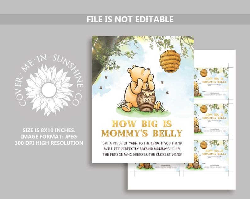 Winnie the Pooh Baby Shower Game: How Big is Mommy's Belly (digital ...
