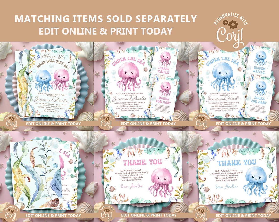 Under the Sea Baby Shower Bingo Game: Jellyfish Theme (printable) - Etsy
