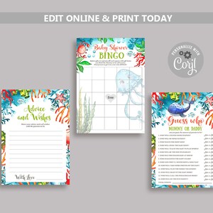 Under the Sea Baby Shower Games Bundle, Ocean Baby Shower Set, Nautical ...