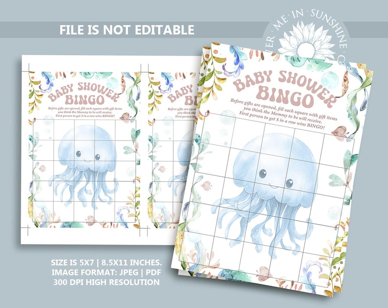 Under the Sea Baby Shower Bingo Game: Jellyfish Theme (printable) - Etsy