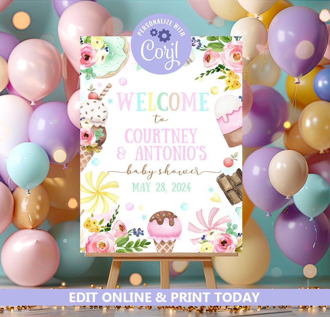 Sweet Candyland Baby Shower Welcome Sign Template, Candy Baby Shower ...