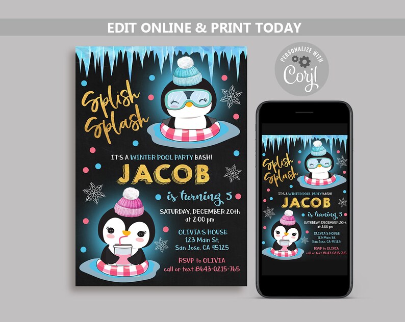 Penguin Pool Party Invitation Penguins Pool Party Bash - Etsy