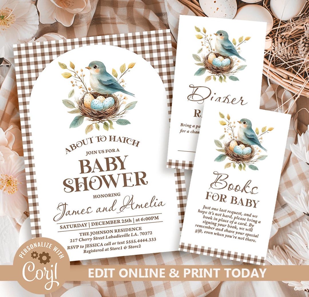 About to Hatch Baby Shower Invitation Bundle, Nesting Template - Etsy