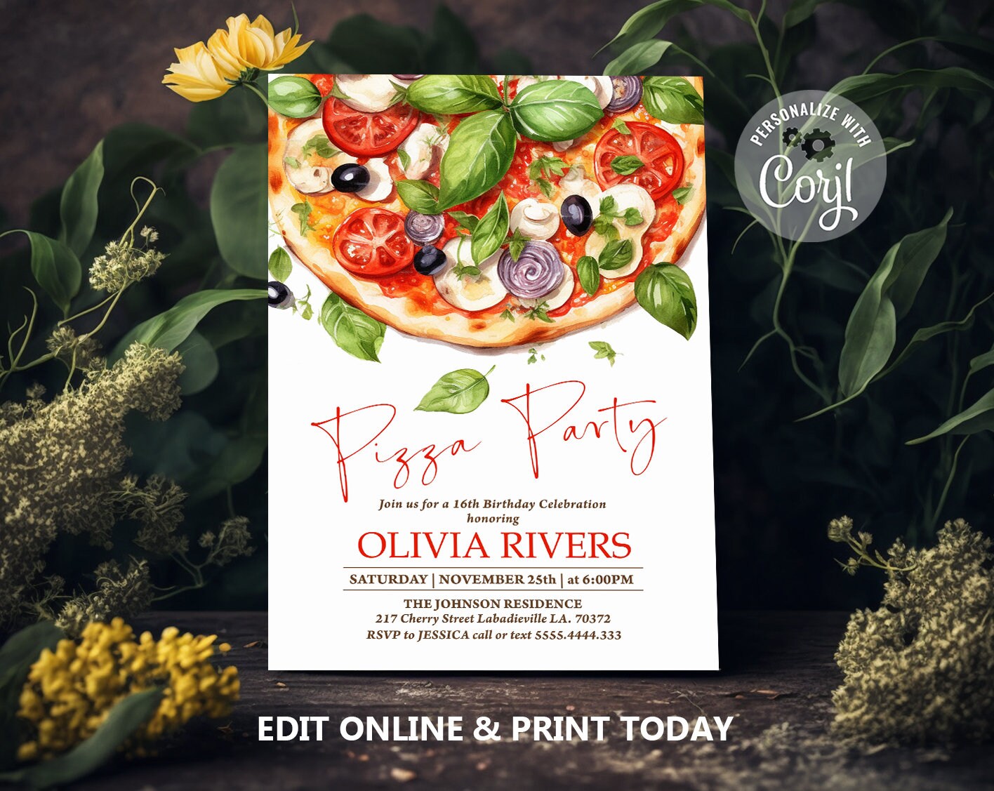 Pizza Birthday Party Invitation Pizza Invitation Pizza Party - Etsy