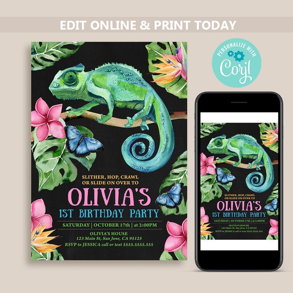 Reptile Invitation - Etsy