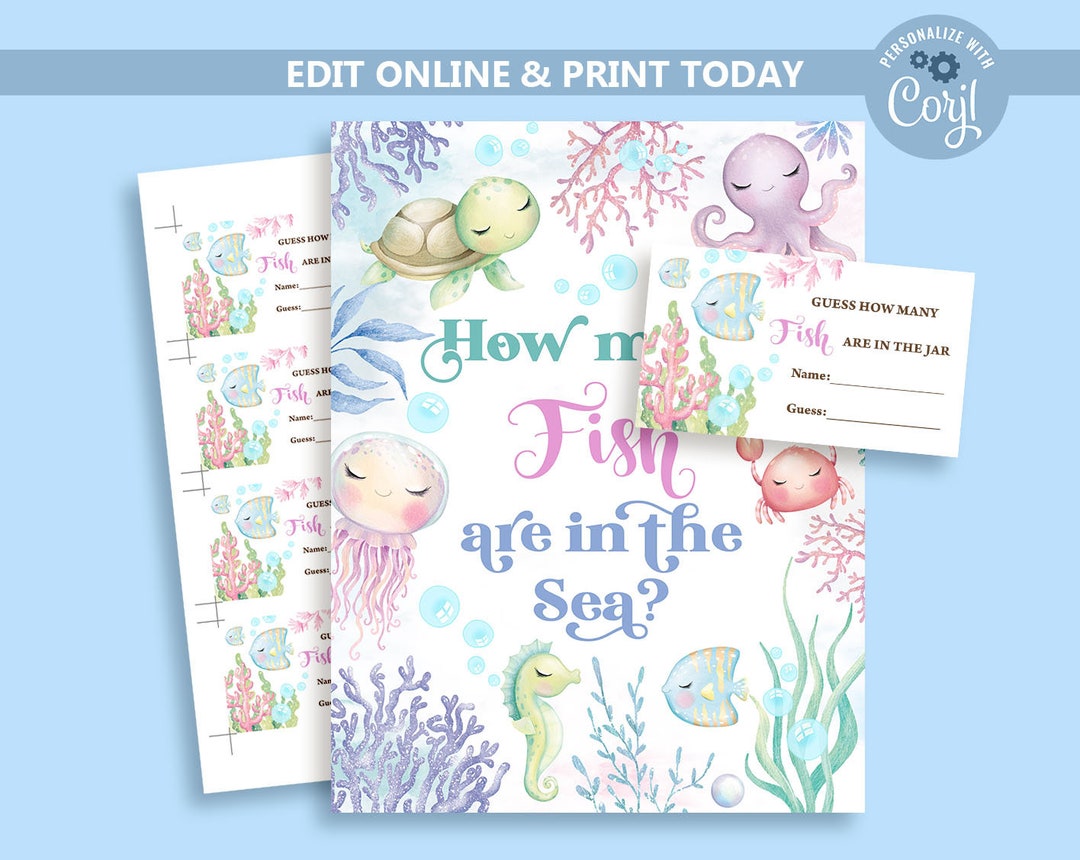 Editable Under the Sea Guess How Many Fish Game, Ocean Theme How Many ...