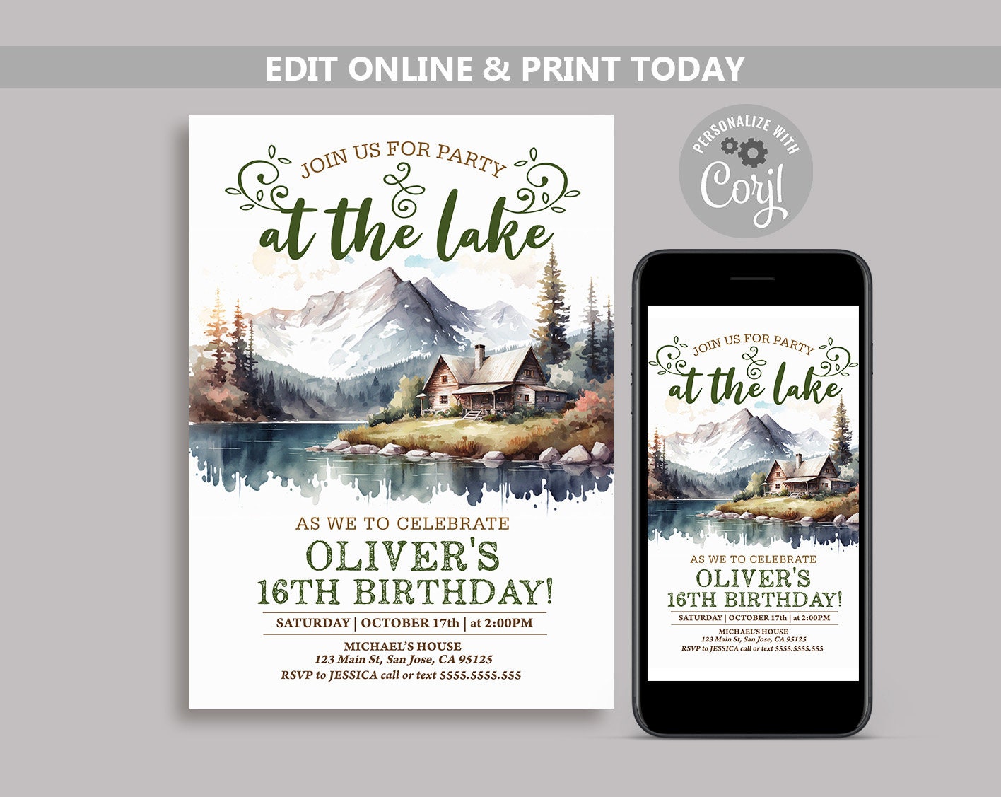 Lake Party Invitation Lake Birthday Invitations Lake Themed - Etsy