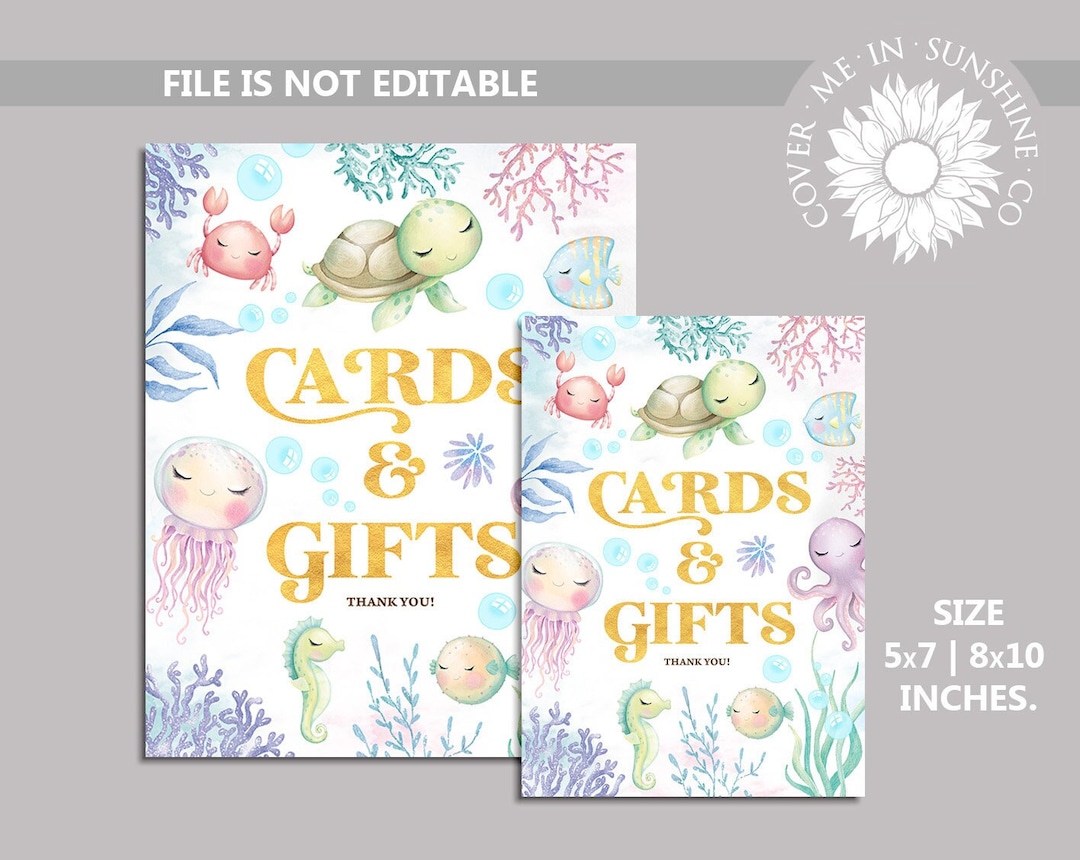 Under the Sea Baby Shower Sign: Cards and Gifts Table (digital Download ...