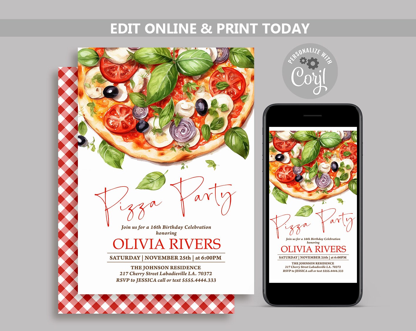 Pizza Birthday Party Invitation Pizza Invitation Pizza Party - Etsy