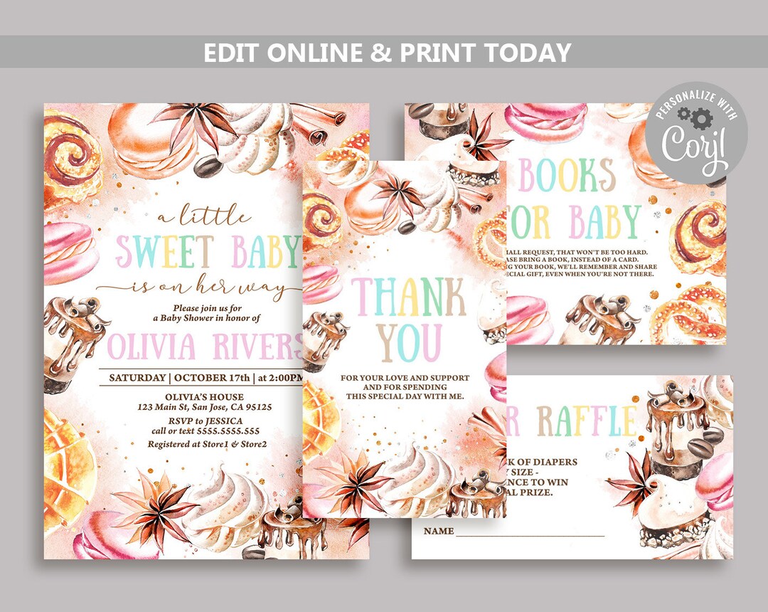 Sweet Candy Land Baby Shower Invitation Bundle, Candy Sprinkles Baby ...