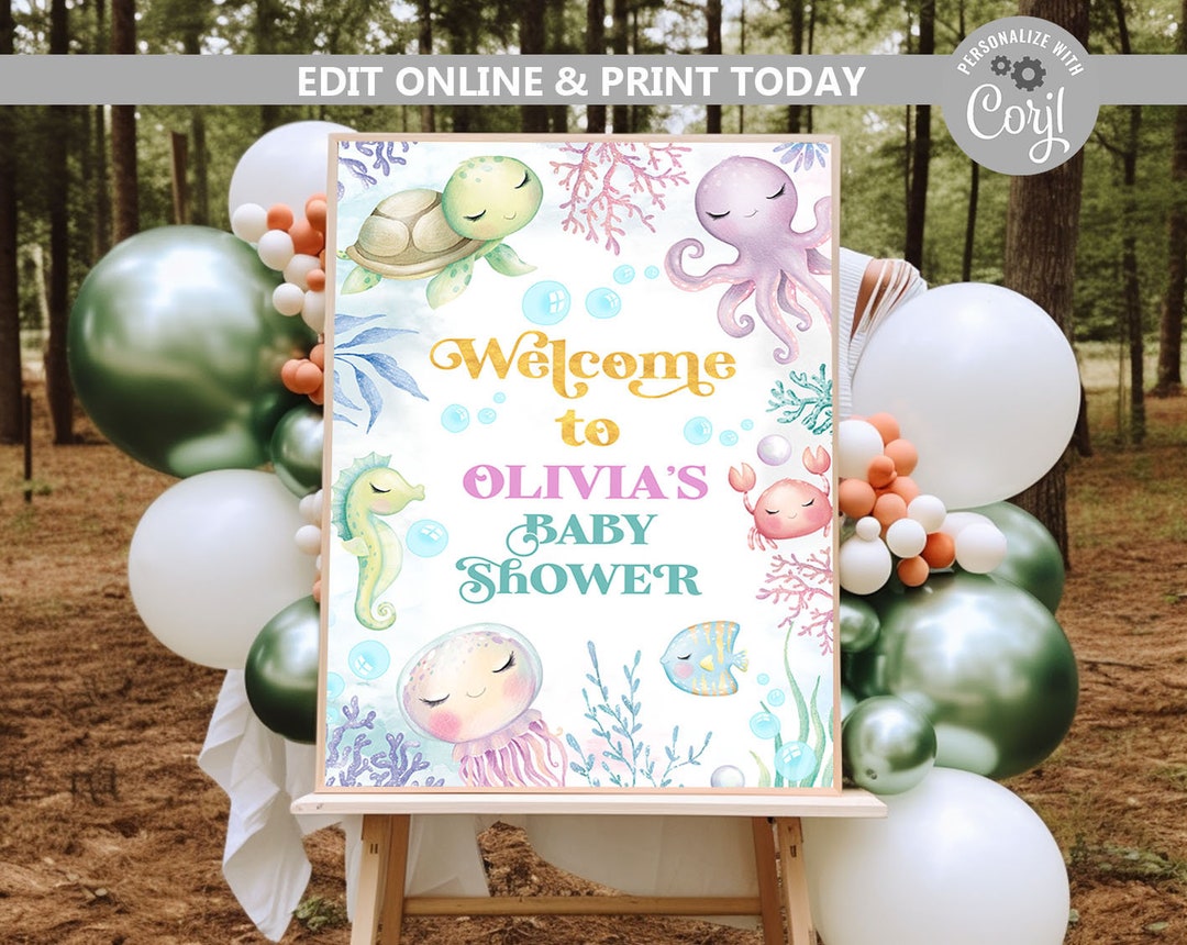 Editable Under the Sea Welcome Sign, Ocean Theme Welcome Sign, Nautical ...