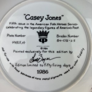 Casey Jones | American Folk Heroes Series | Limited Edition Plate No ...