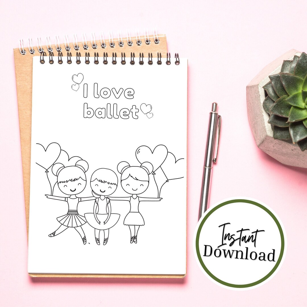 I Love Ballet Valentine's Day Coloring Sheet - Etsy
