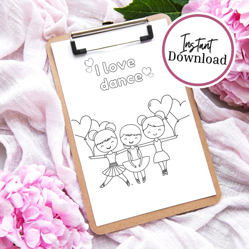 I Love Dance Valentine's Day Coloring Sheet - Etsy