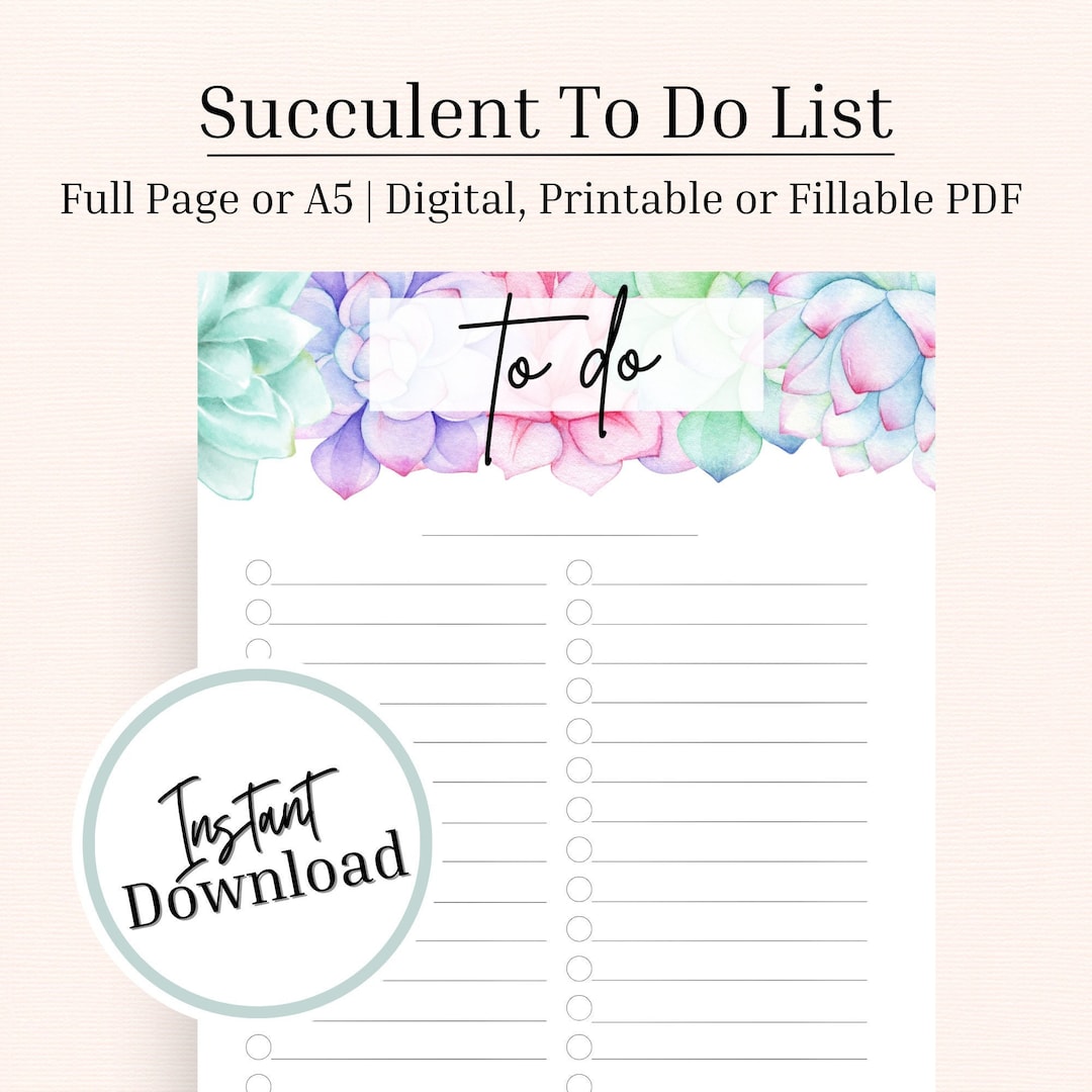 To Do List, Task List, Printable & Fillable Templates PDF, A5/letter ...
