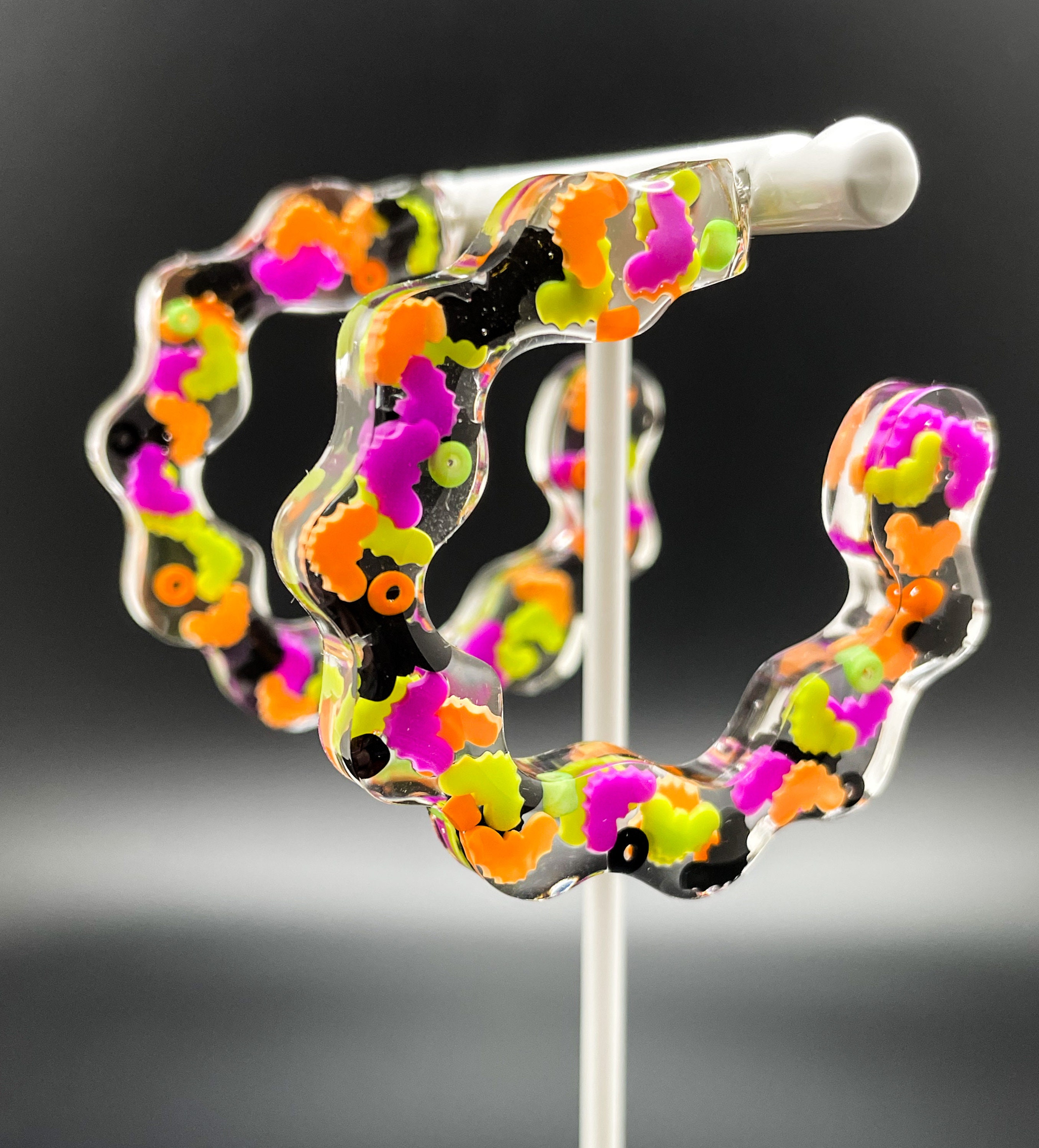 Halloween Bats Wavy Hoops Halloween Resin Hoops Bat Hoops - Etsy