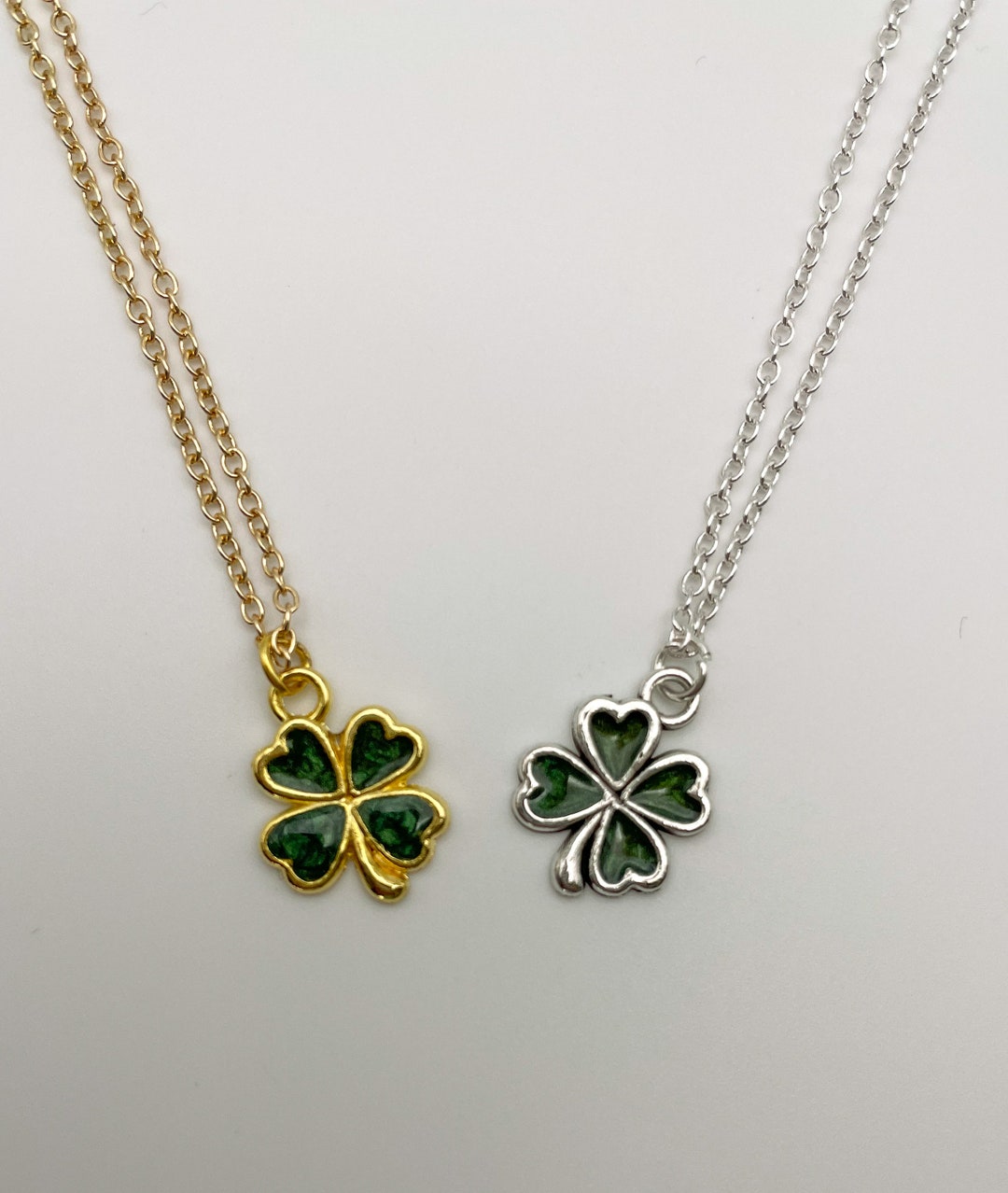 Gold OR Silver Four Leaf Clover Necklace St Patricks Day Necklace Lucky ...