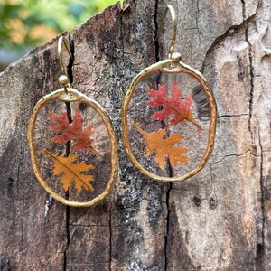 Fall Leaves Earrings Oak Leaf Earrings Gold Autumn Leaves Earrings - Etsy
