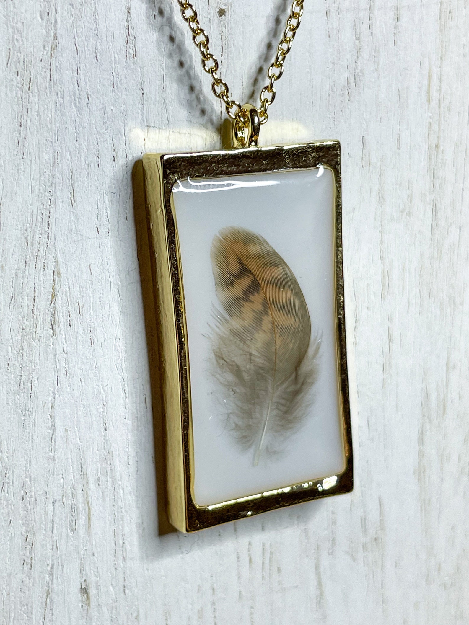 Feather Necklace Resin and Feather Necklace Boho Feather Necklace ...
