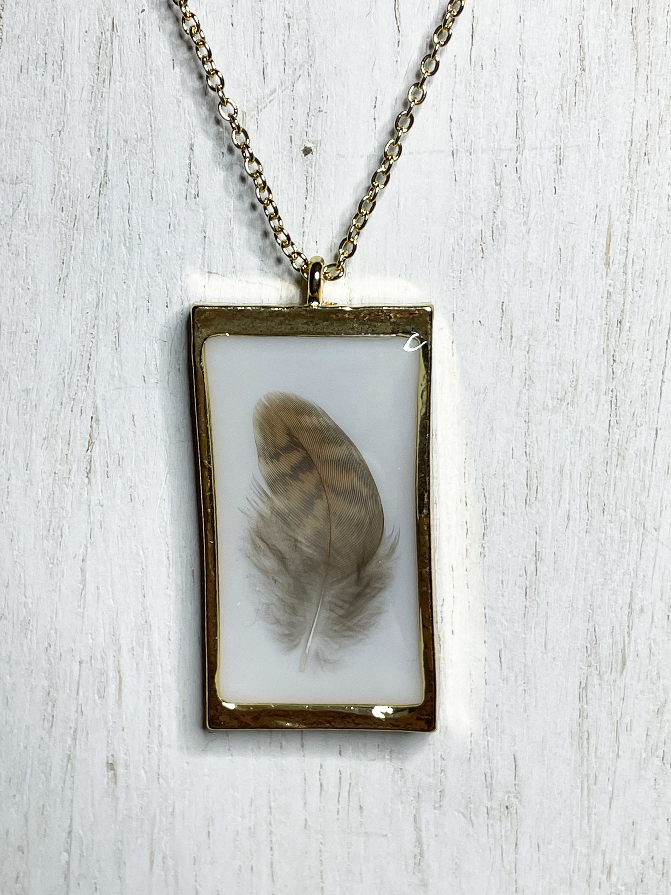 Feather Necklace Resin and Feather Necklace Boho Feather Necklace ...