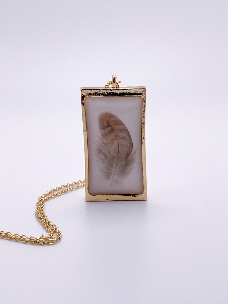 Feather Necklace Resin and Feather Necklace Boho Feather Necklace ...