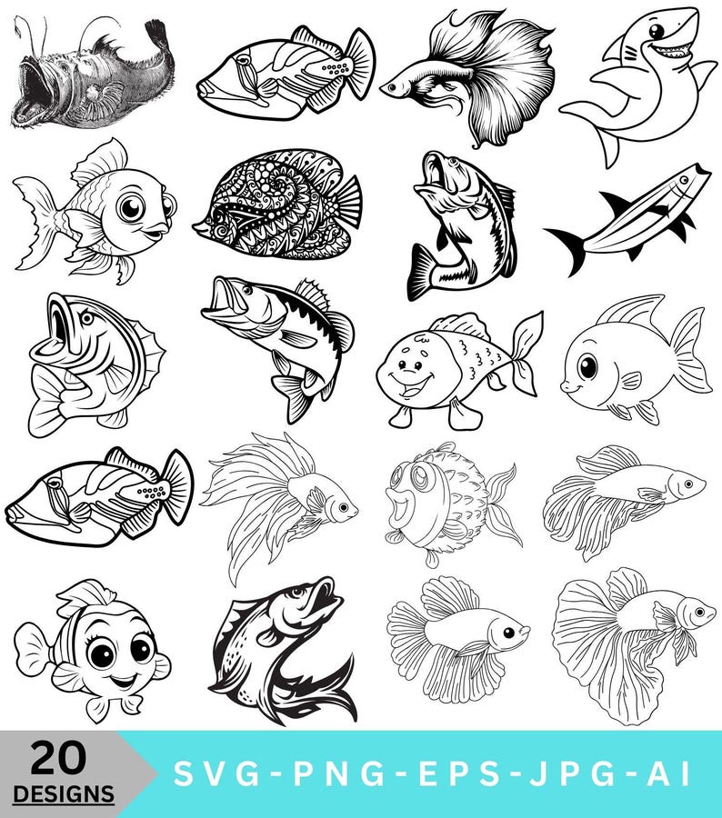 Tropical Fish SVG Bundle, Clipart Cut Files (digital Download) - Etsy
