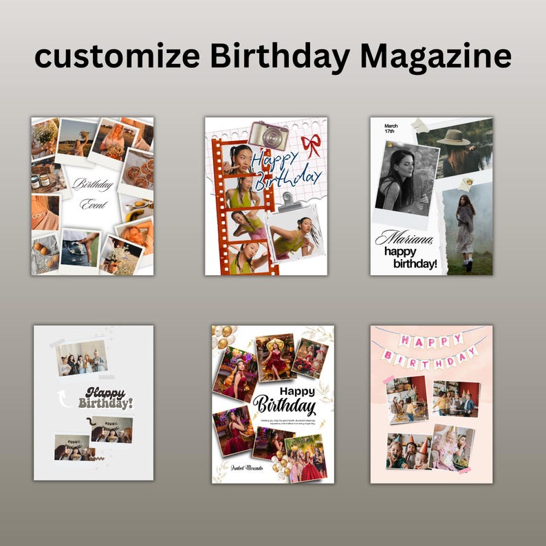 Custom Birthday Photo Magazine Template: DIY Gift (canva Editable ...